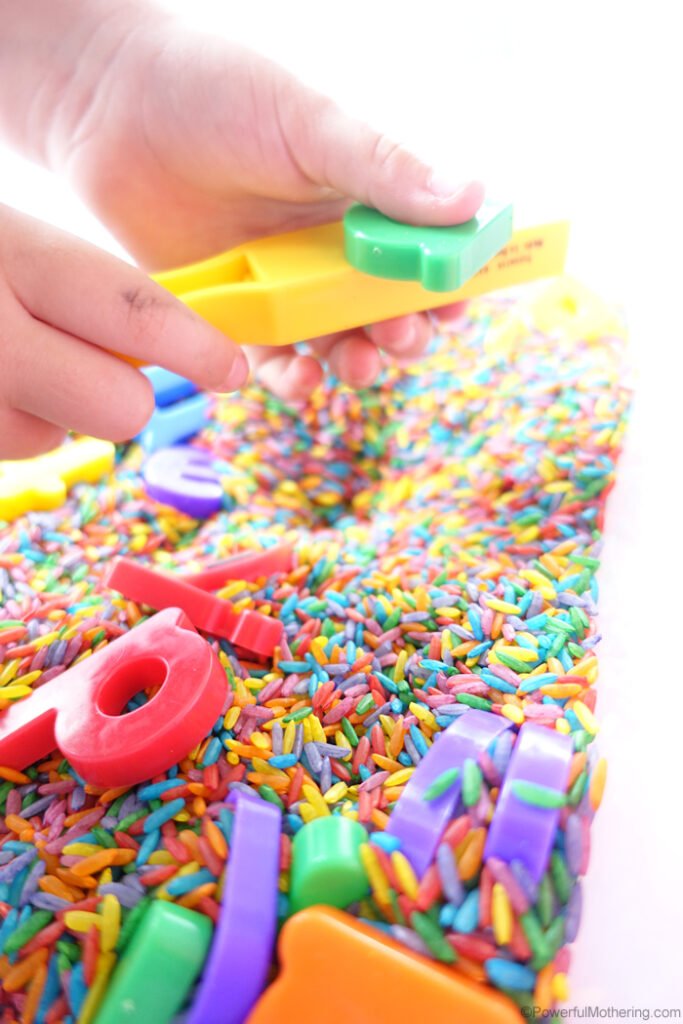 Magnetic Letter Name Search Sensory Bin - Powerful Mothering - Learning ...
